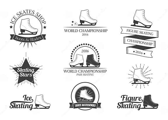 Set of Figure Skating Logos Stock Vector - Illustration of icon ...