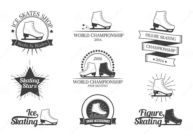 Set of Figure Skating Logos Stock Vector - Illustration of icon ...
