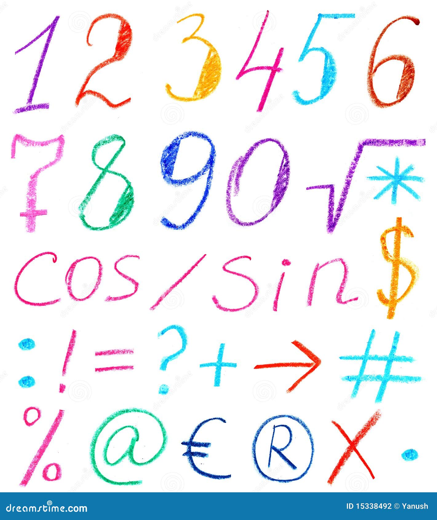 Set of figures and symbols stock illustration. Illustration of fraction ...