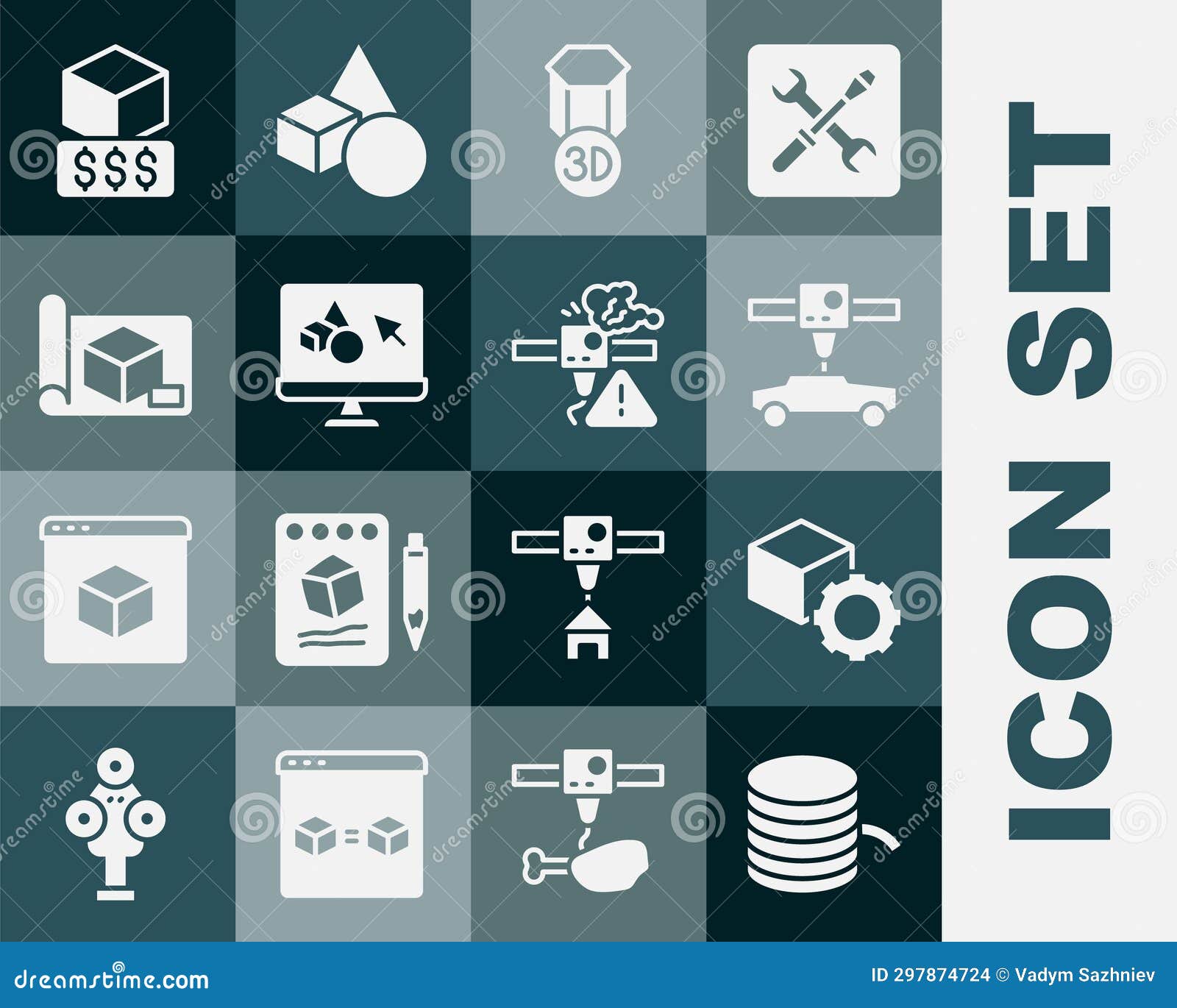 Set Filament for 3D Printer, Isometric Cube, Car, Software, Graphing ...