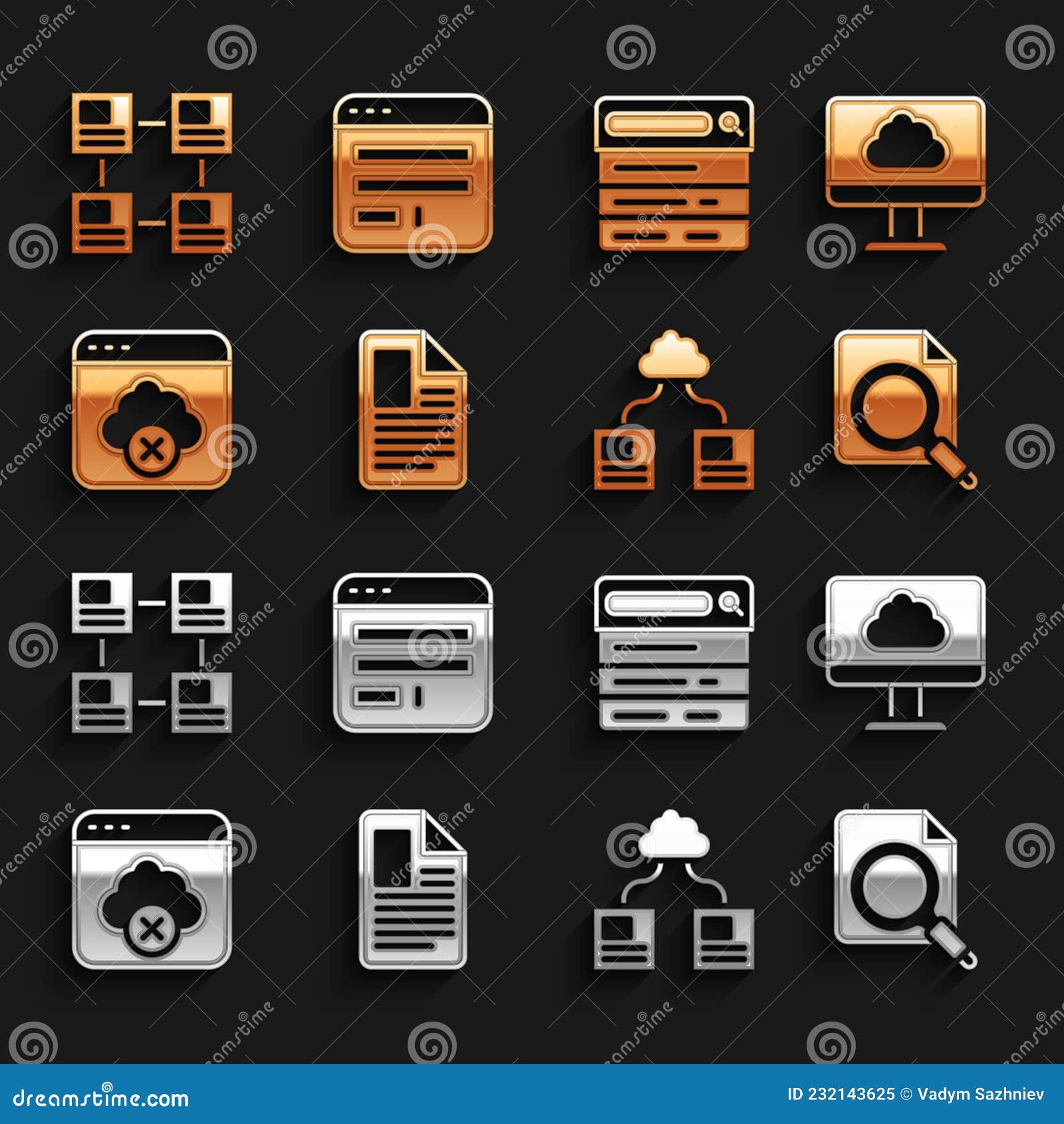 Set File Document Cloud Technology Data Transfer Search Concept With Folder Failed Access
