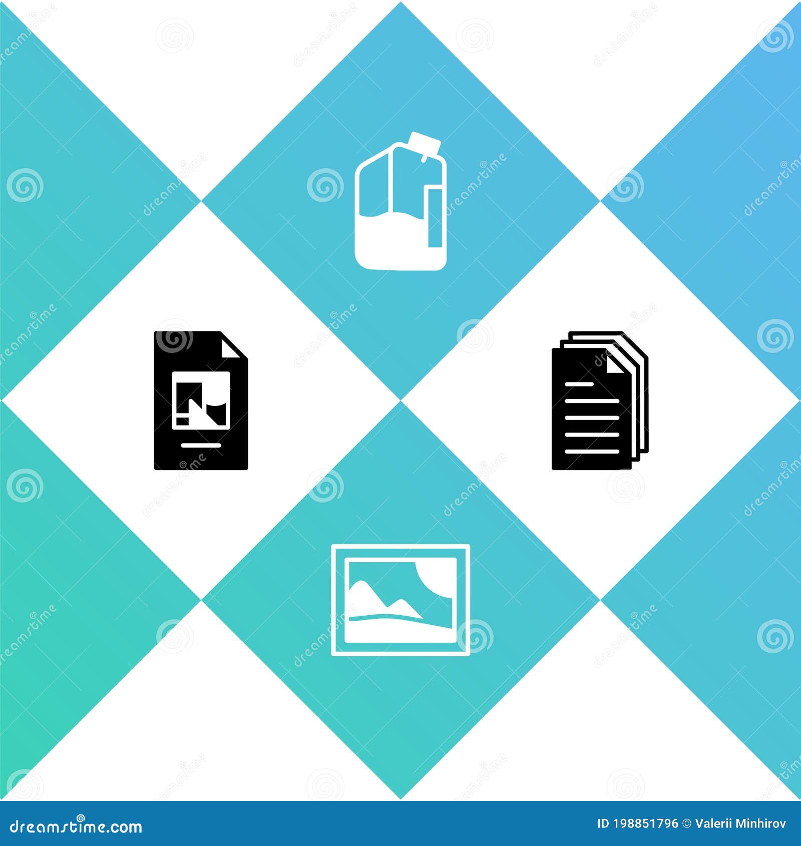 Set File Document, Picture Landscape, Printer Ink Bottle and Icon ...