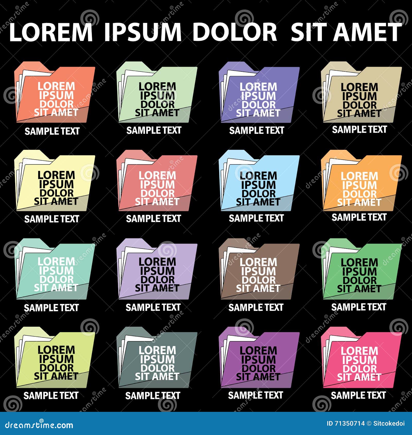 Set of file folder stock vector. Illustration of backdrop - 71350714