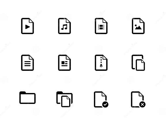 Set of Files Icons on White Background. Stock Vector - Illustration of ...