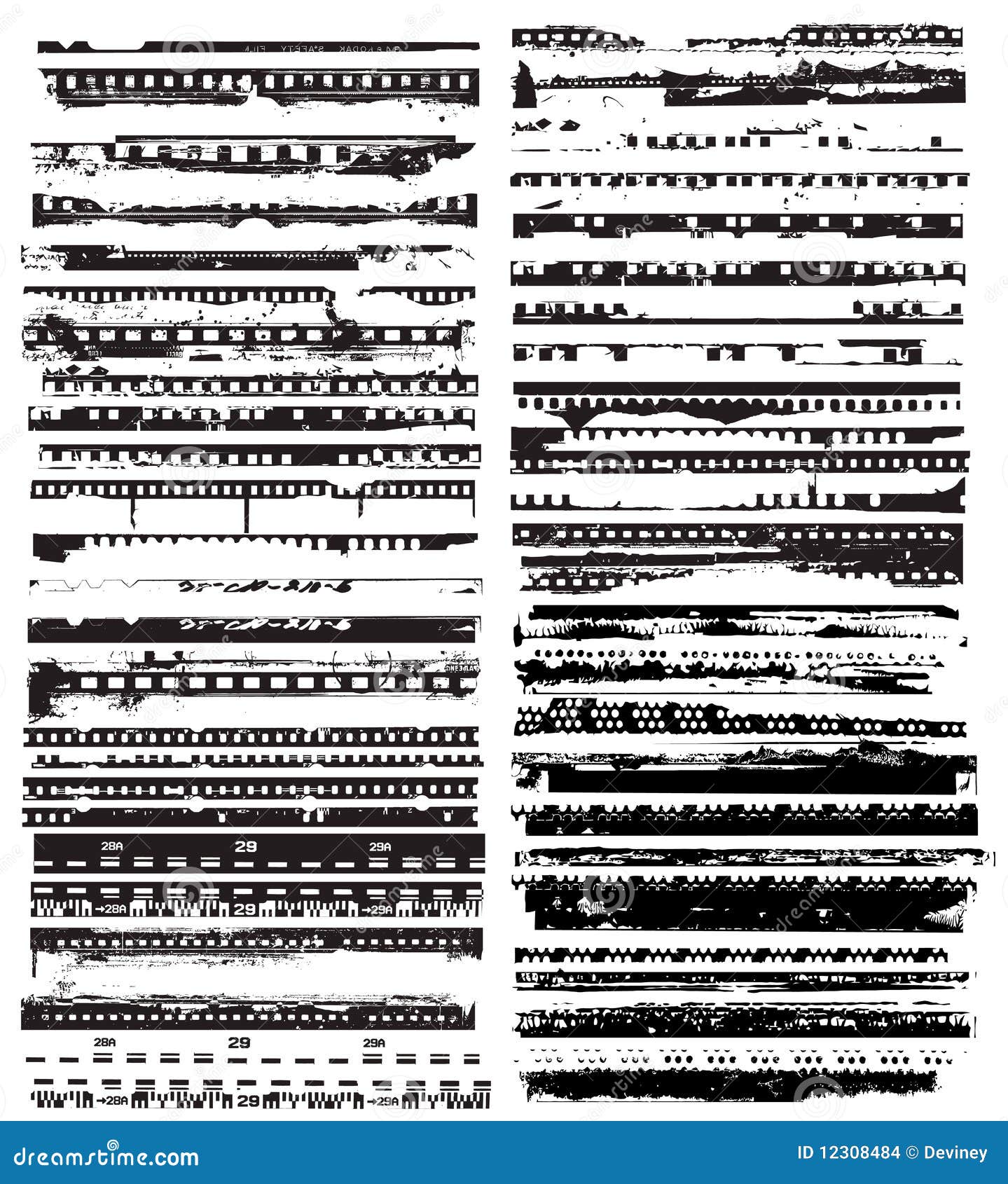 Set of film edges stock vector. Illustration of black - 12308484