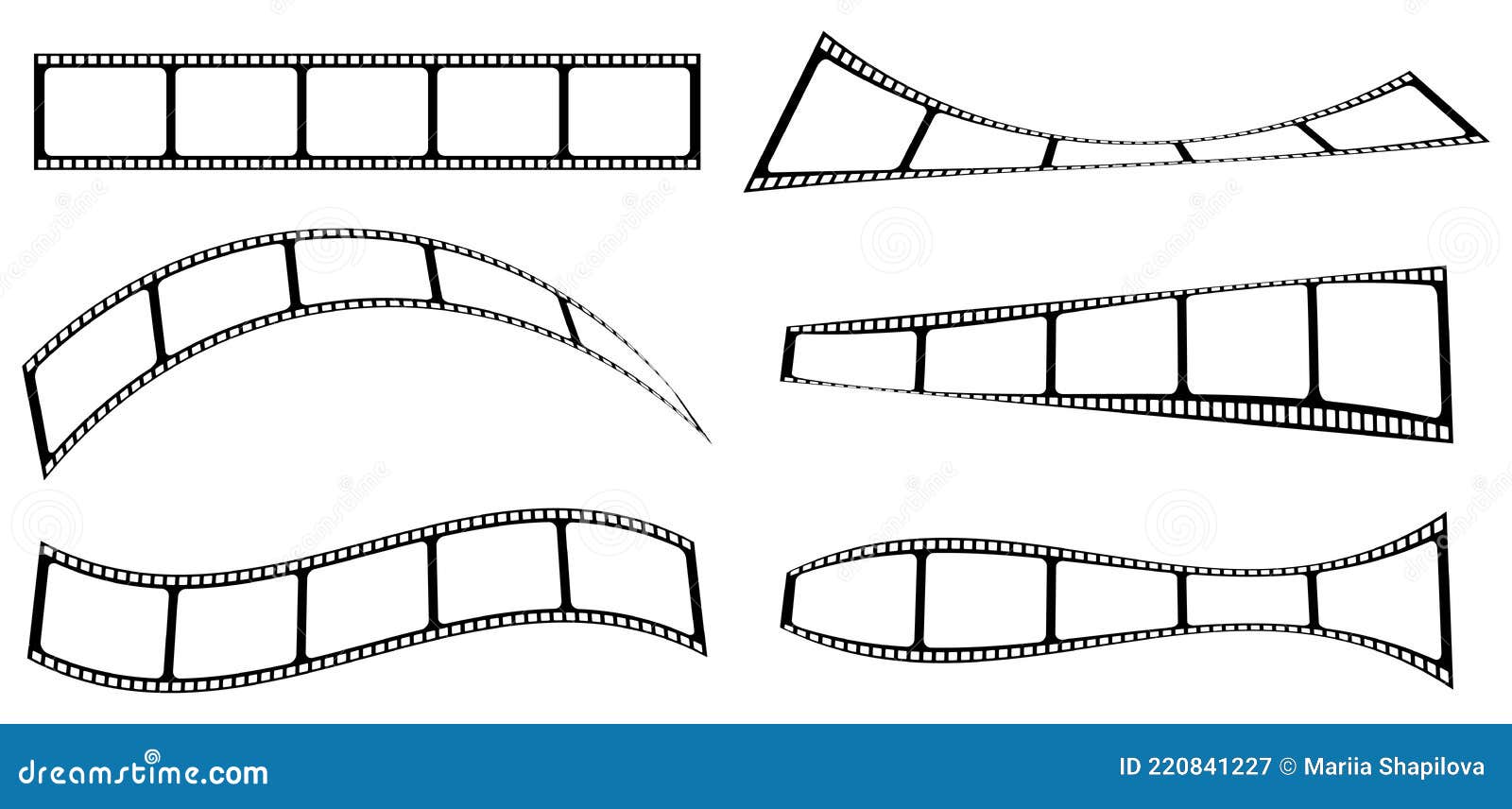 Set of Film Strip in Different Shapes Stock Vector - Illustration of ...