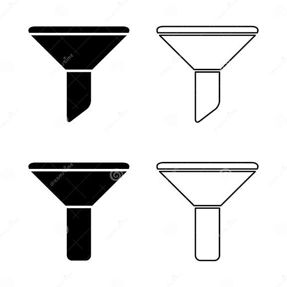 Set of Filter Button Web Shape Icon, Filtering Symbol, Funnel Sign ...