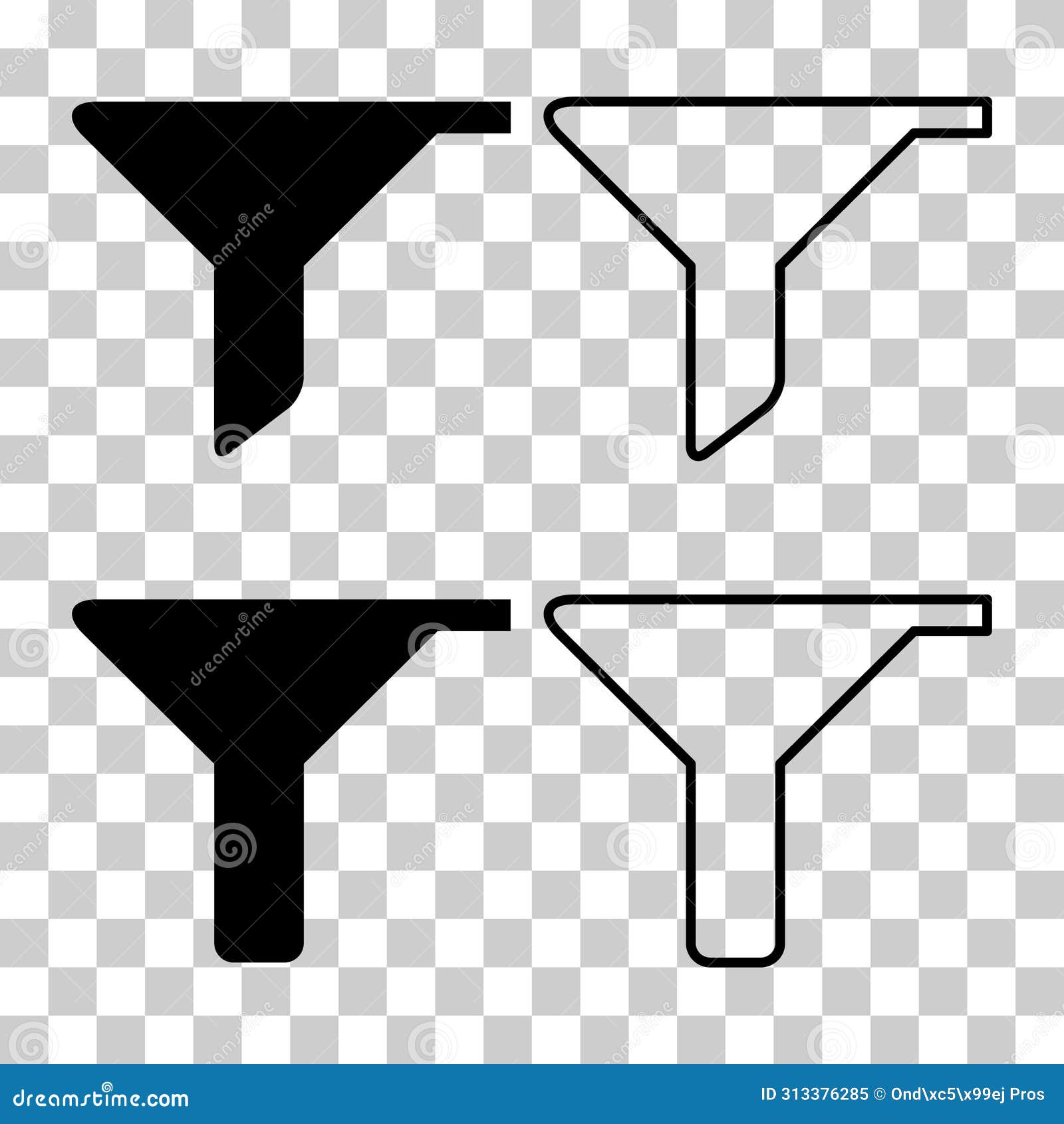 Set of Filter Button Web Shape Icon, Filtering Symbol, Funnel Sign ...