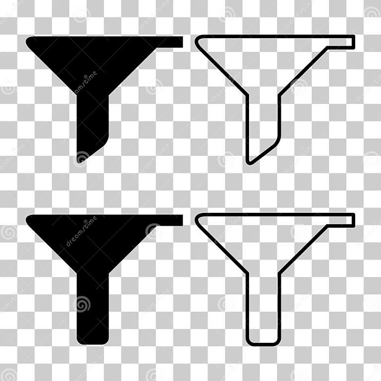 Set of Filter Button Web Shape Icon, Filtering Symbol, Funnel Sign ...