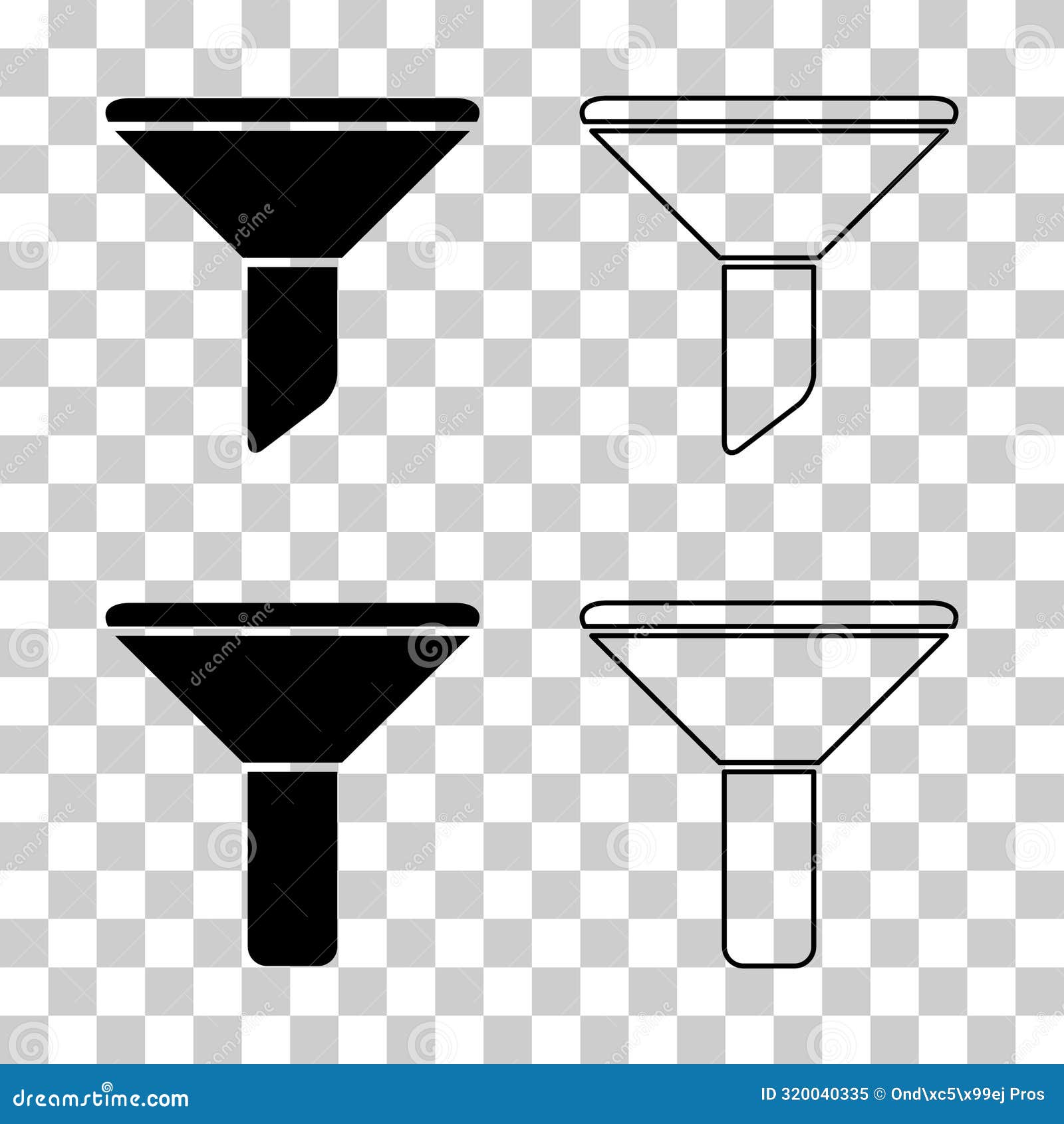 Set of Filter Button Web Shape Icon, Filtering Symbol, Funnel Sign ...