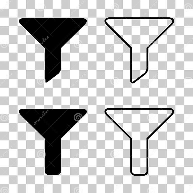 Set of Filter Button Web Shape Icon, Filtering Symbol, Funnel Sign ...