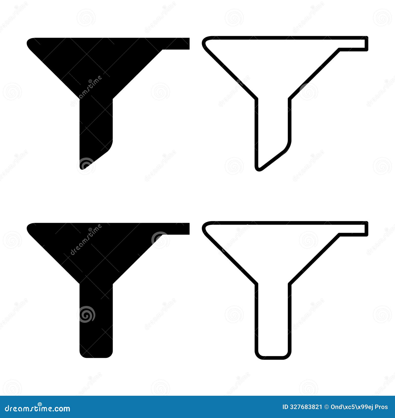 Set of Filter Button Web Shape Icon, Filtering Symbol, Funnel Sign ...