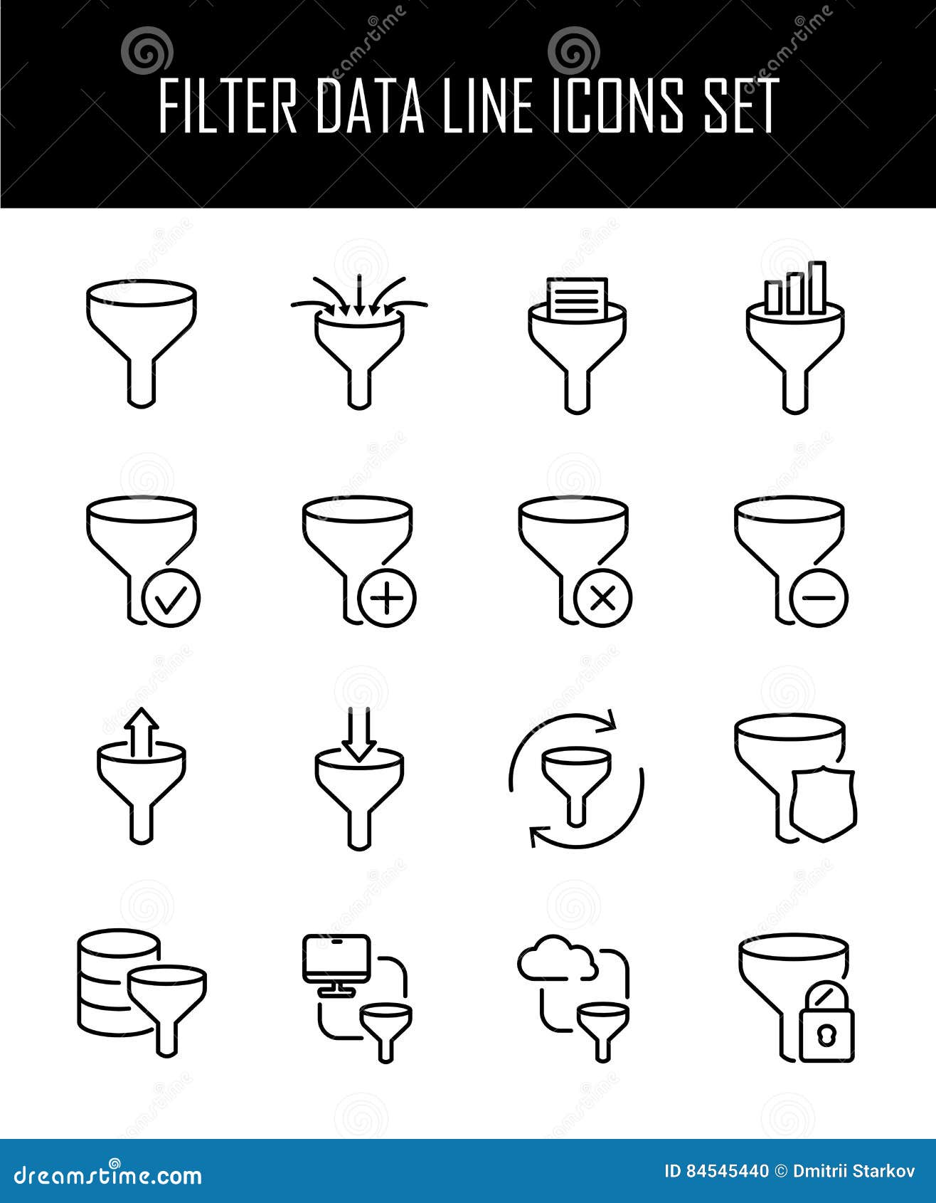 Set of Filter Data in Modern Thin Line Style. Stock Vector ...