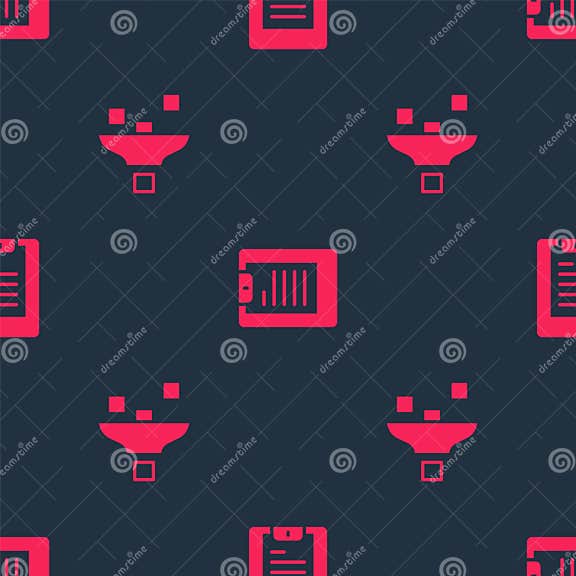 Set Filter Setting And Server Data Report On Seamless Pattern Vector Stock Illustration