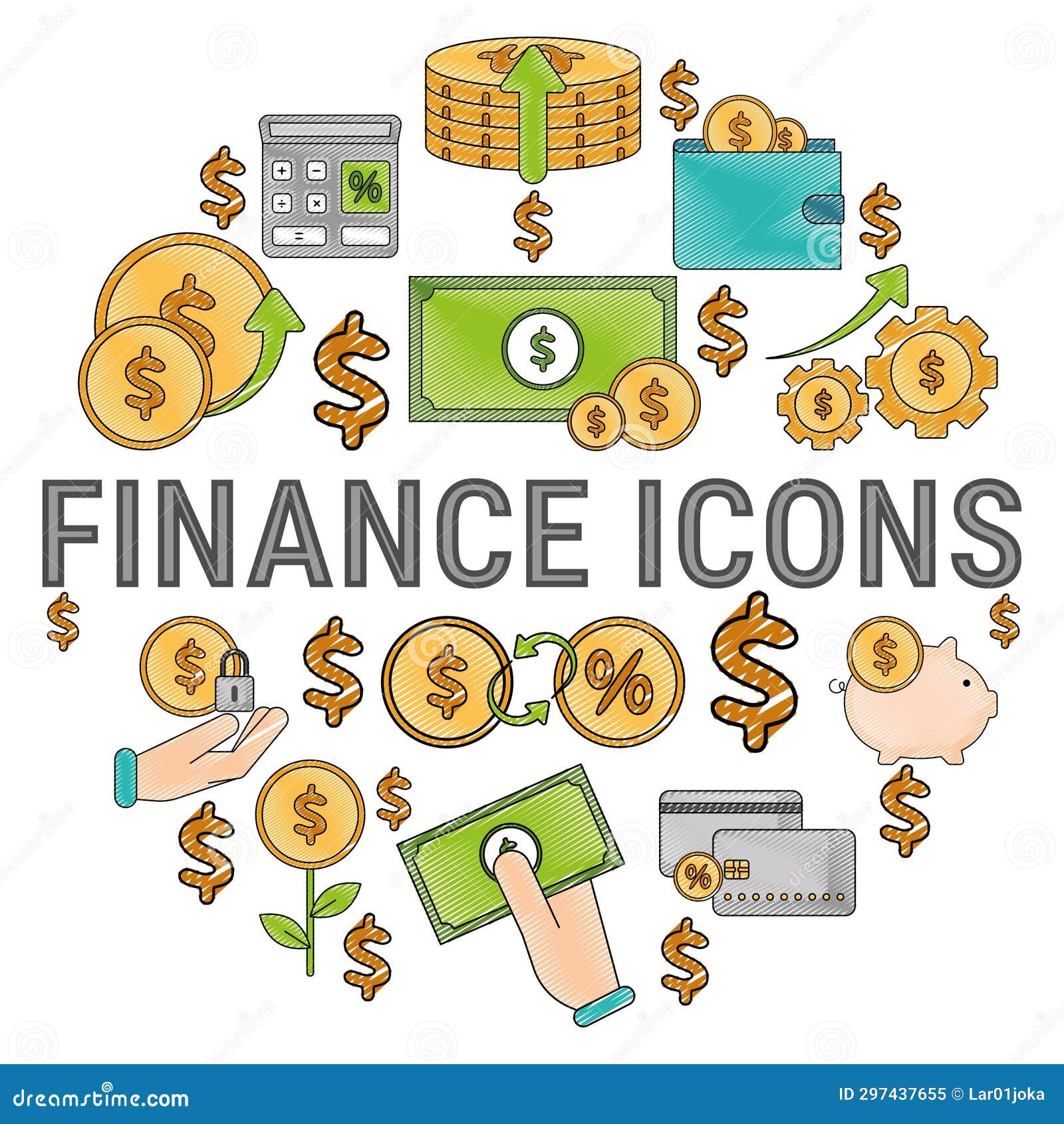 Set of Finance Icons Vector Stock Illustration - Illustration of ...