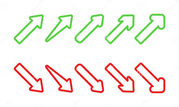 Set of Financial Arrows Up and Down. Green and Red Arrows. Increase and Decrease Stock ...