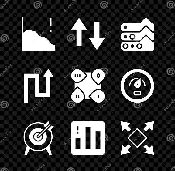 Set Financial Growth Decrease, Arrow, Graph, Chart, Diagram, Target, Pie Infographic, Many Ways ...