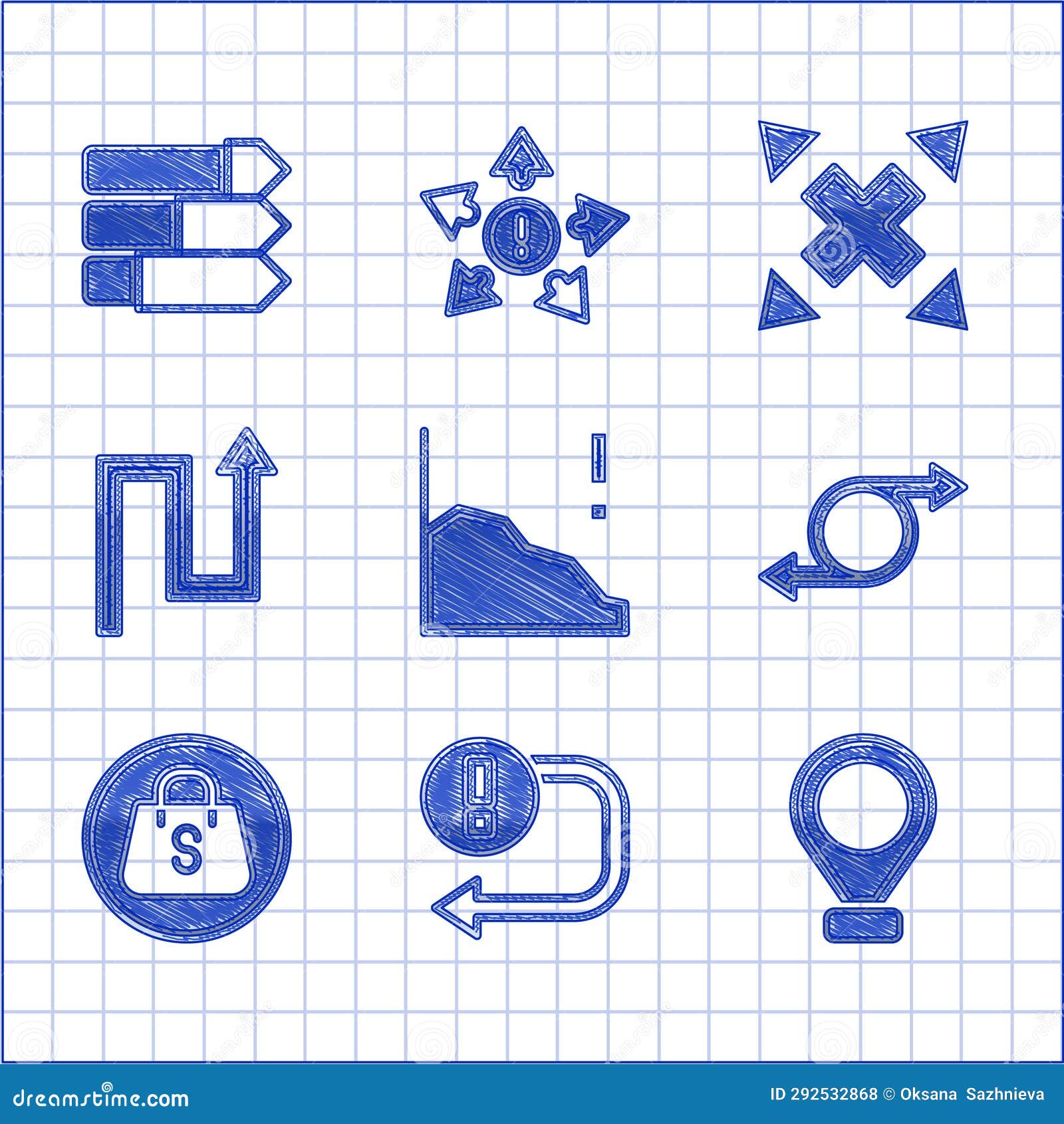 Set Financial Growth Decrease, Arrow, Location, Shopping Bag with Sale, Many Ways Directional ...