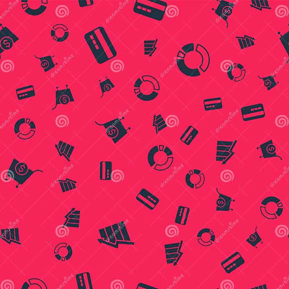 Set Financial Growth Decrease, Credit Card, Shopping Cart and Dollar and Pie Chart Infographic ...