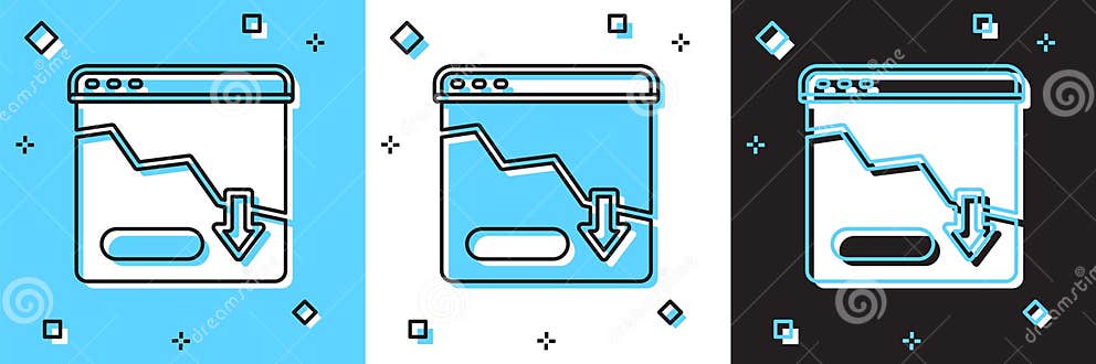 Set Financial Growth Decrease Icon Isolated on Blue and White, Black Background. Increasing ...