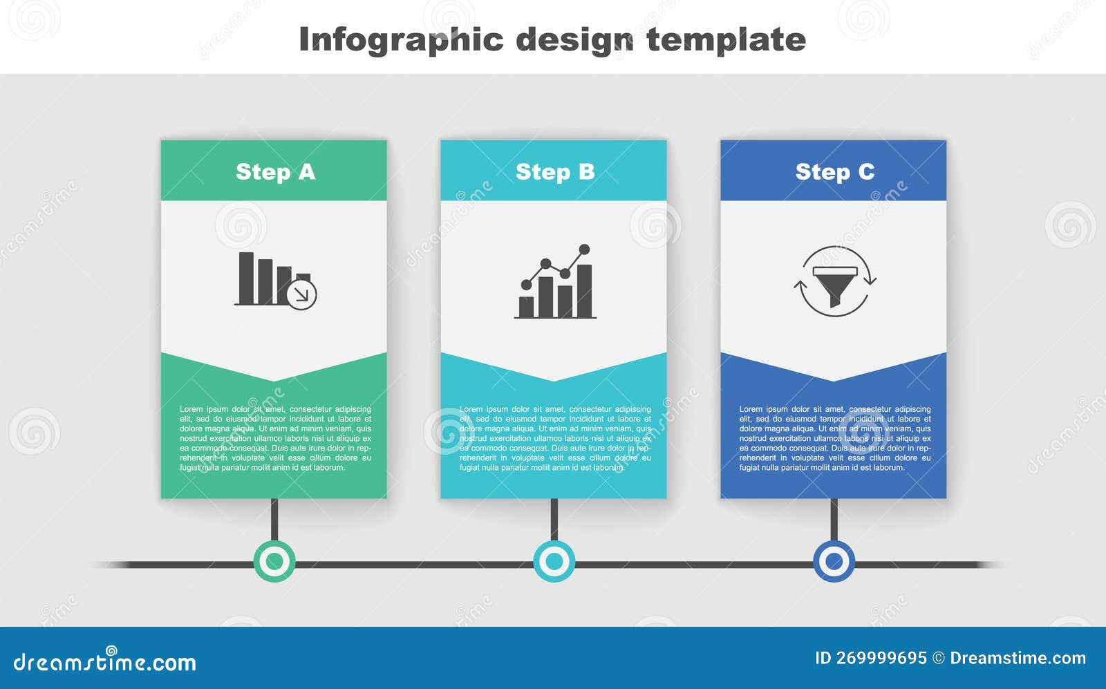Set Financial Growth Decrease, Pie Chart Infographic and Sales Funnel with. Business Infographic ...