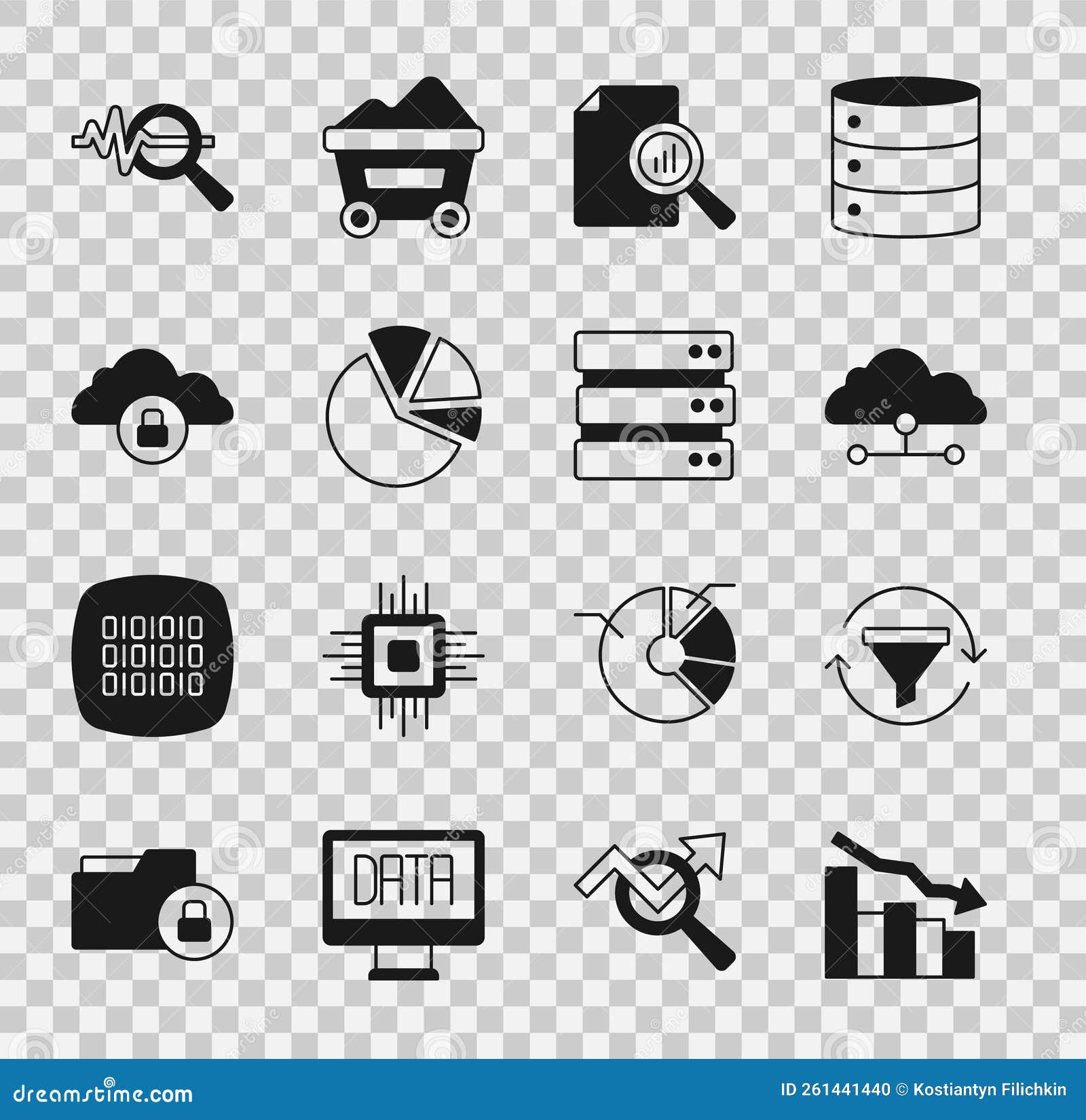 Set Financial Growth Decrease, Sales Funnel with Chart, Network Cloud ... Set Financial Growth Decrease, Sales Funnel with Chart, Network Cloud ...