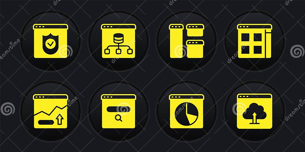 Set Financial Growth Increase, Browser Files, Search Engine, Graph Chart Infographic, Window ...