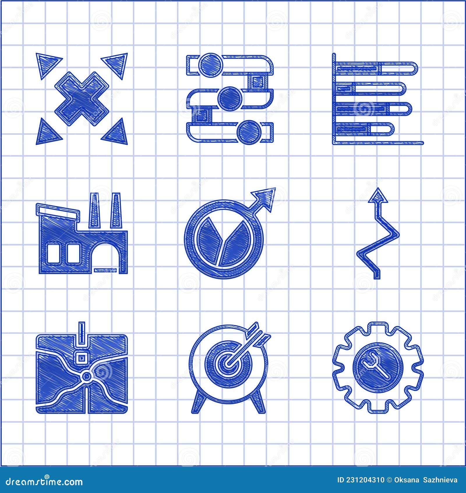 Set Financial Growth, Target, Wrench and Gear, Arrow, Intersection ... Set Financial Growth, Target, Wrench and Gear, Arrow, Intersection ...