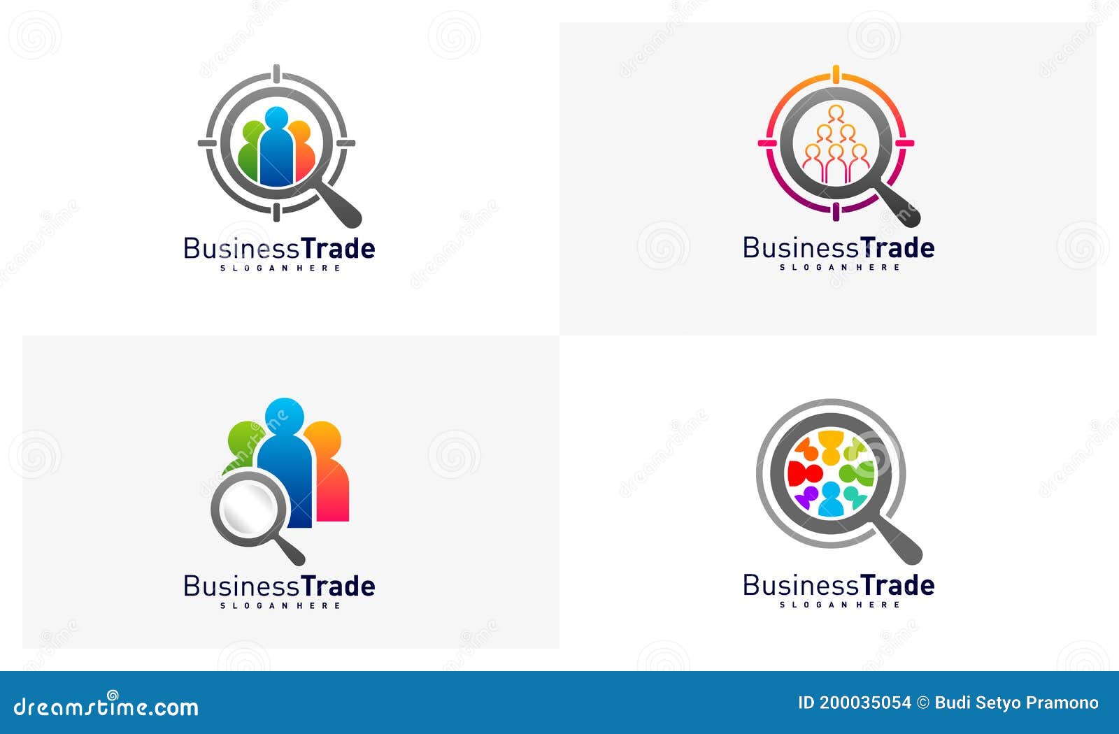 Set of Find People Logo Design Vector, Colorful People Logo Design ...