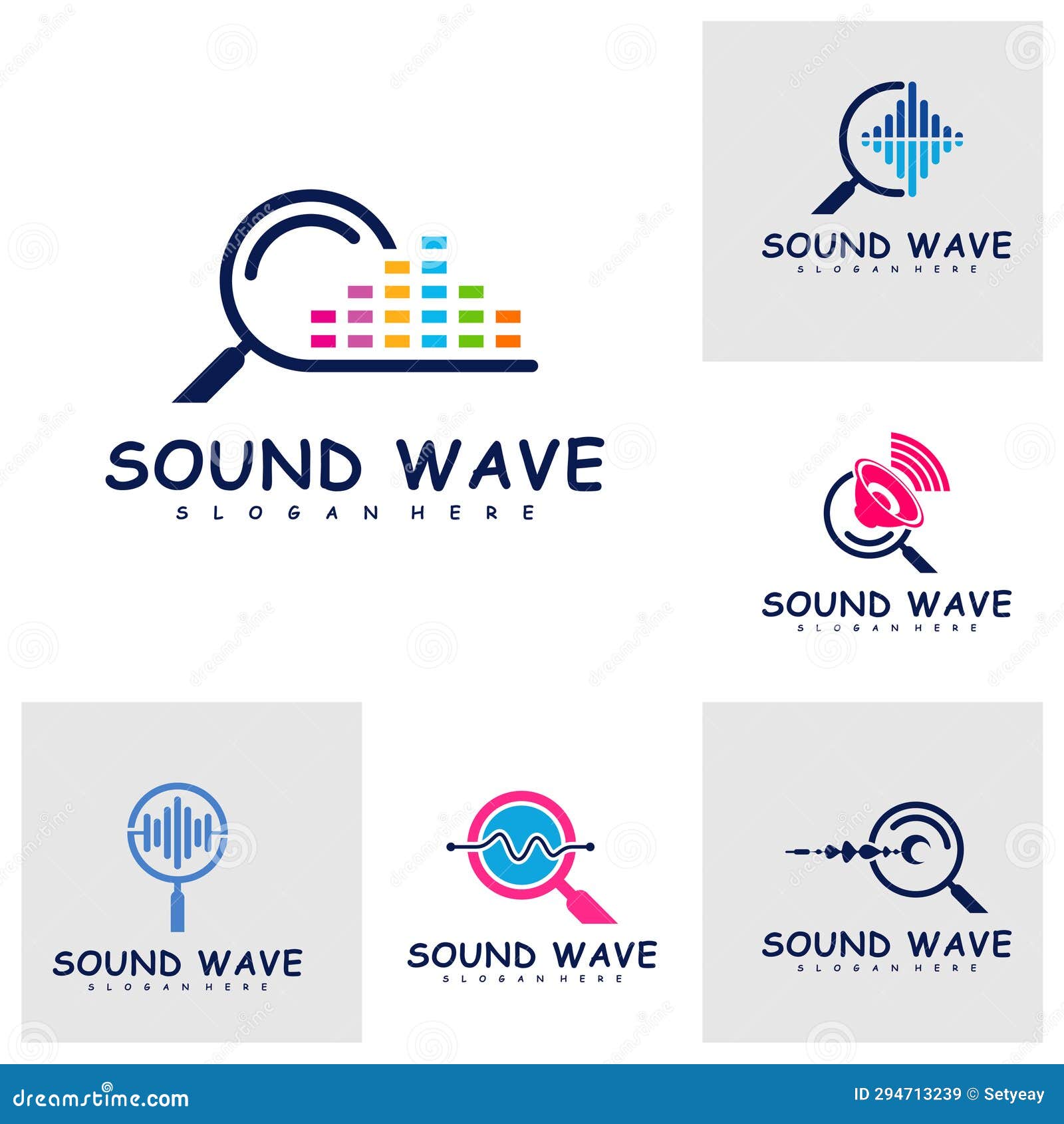 Set of Find Sound Wave Logo Design Concept Vector. Sound Wave ...