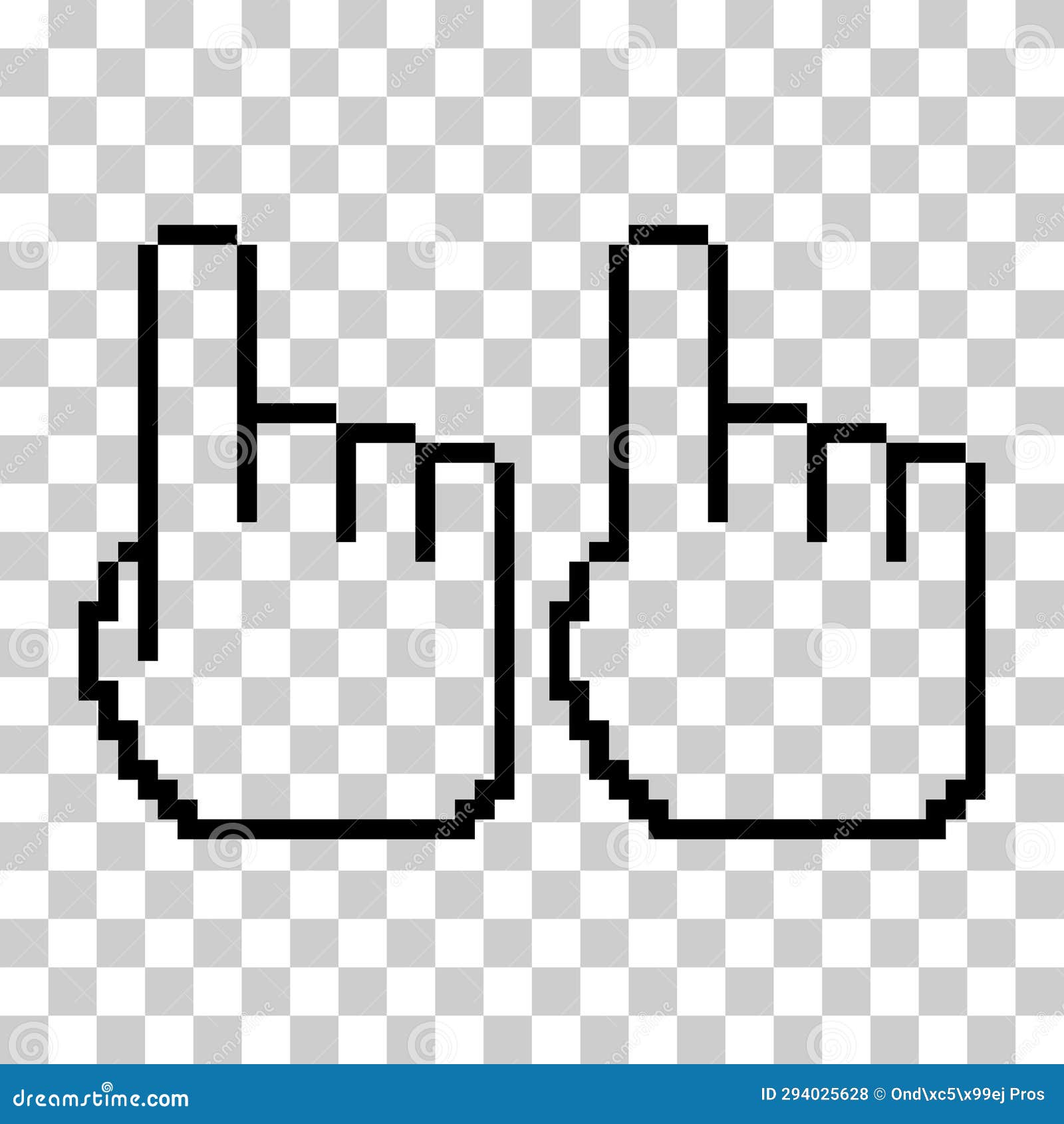 Set of Finger Pixel Icon, Web Cursor Click Mouse Symbol, Computer ...
