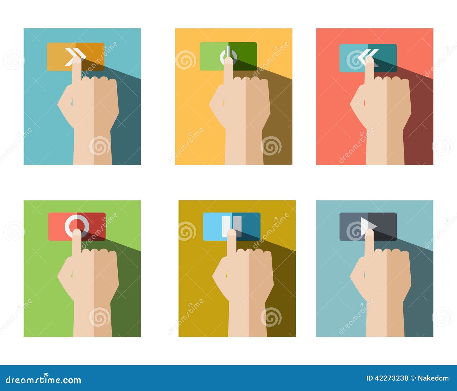 Set of Finger Touch Button Icon Stock Vector - Illustration of button ...