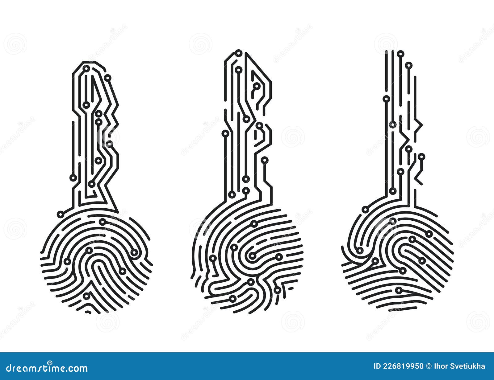 Set of Fingerprint Key. Security System User Verification. Biometric ID ...