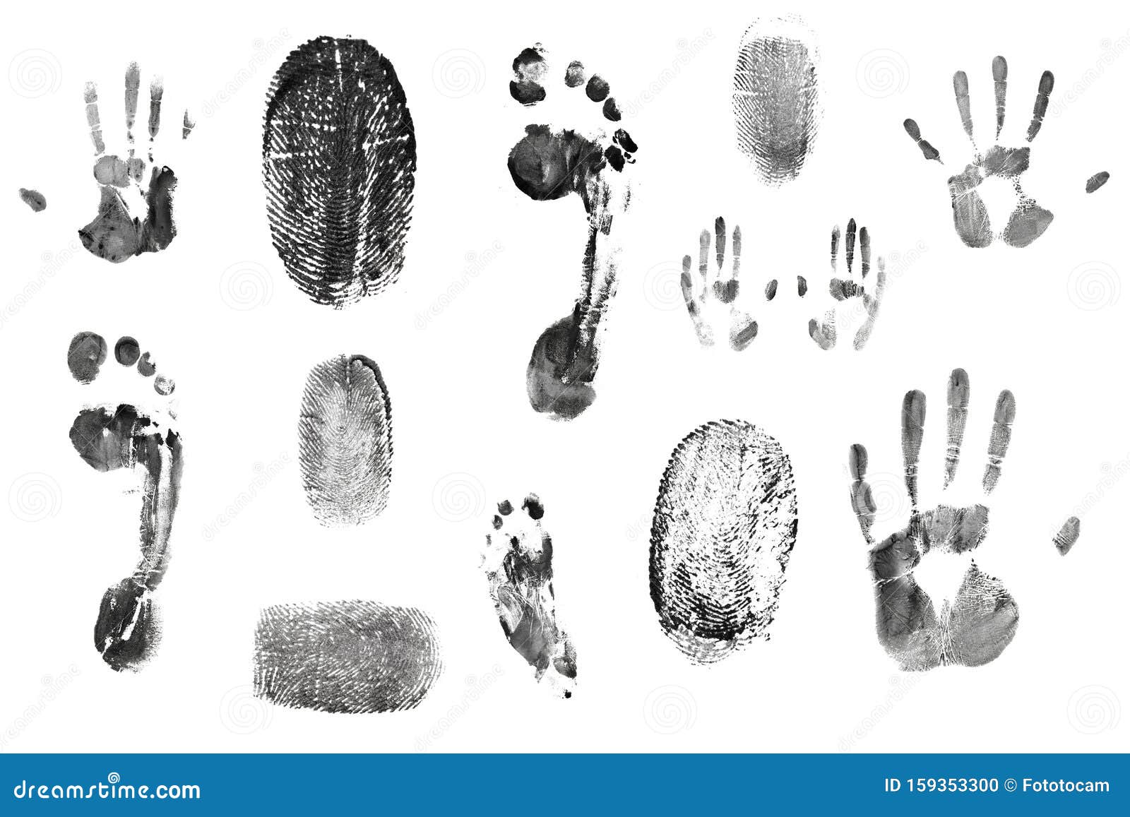 Set of Fingerprints Pattern Isolated on White - Image Stock Photo ...