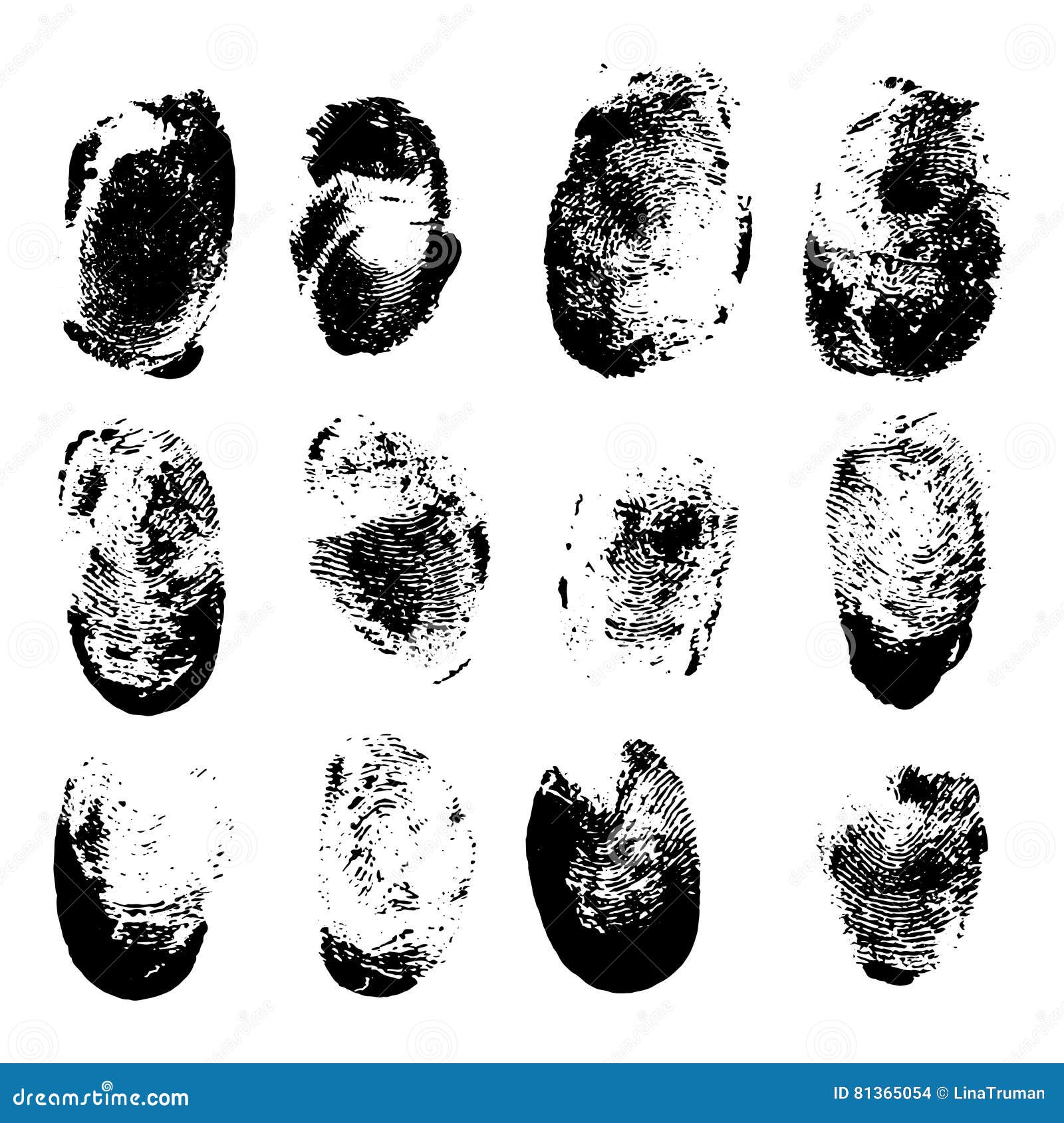 Set of fingerprints. stock vector. Illustration of thumbprint - 81365054
