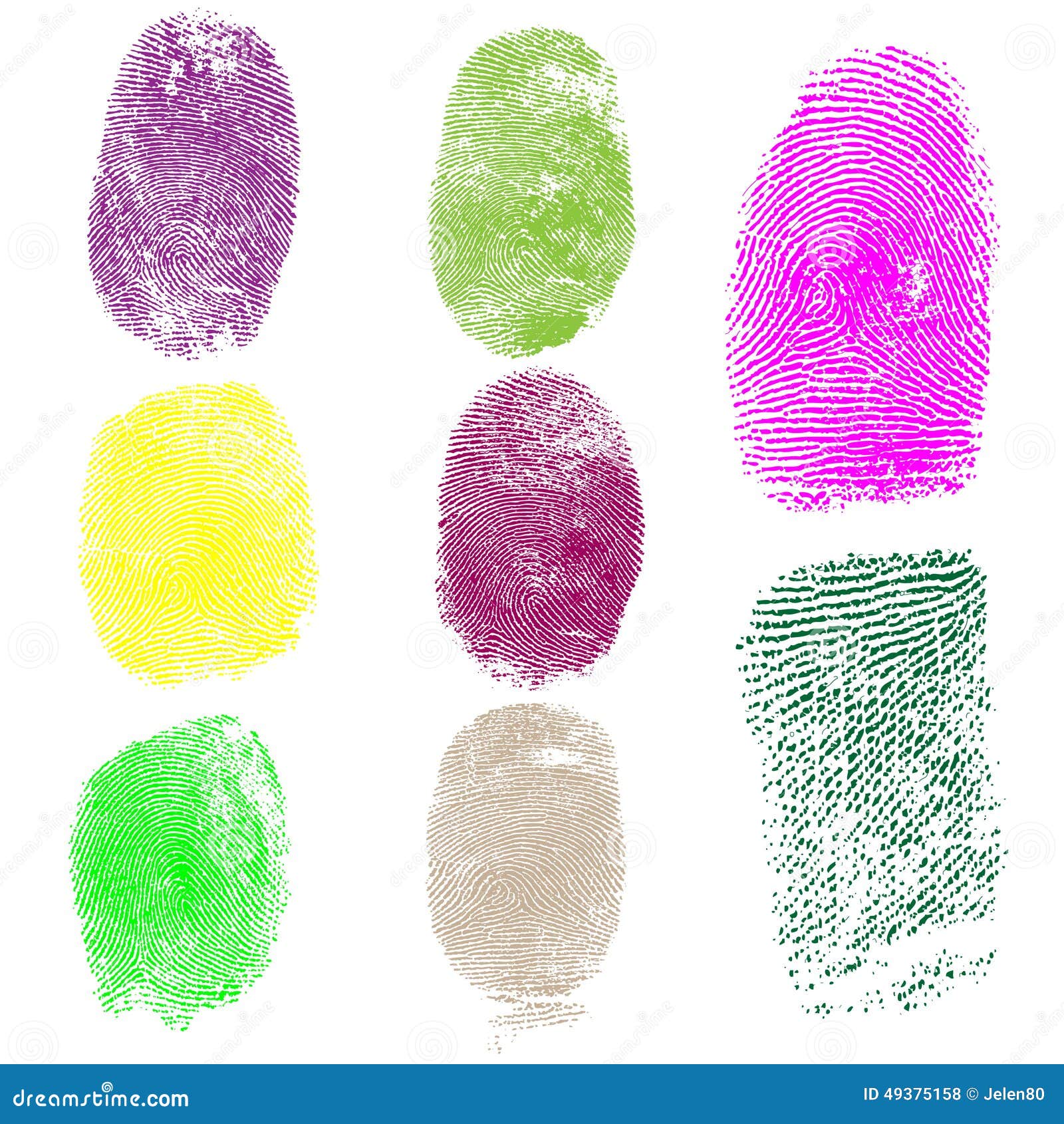 Set Of Fingerprints, Vector Illustration Isolated On White Background ...