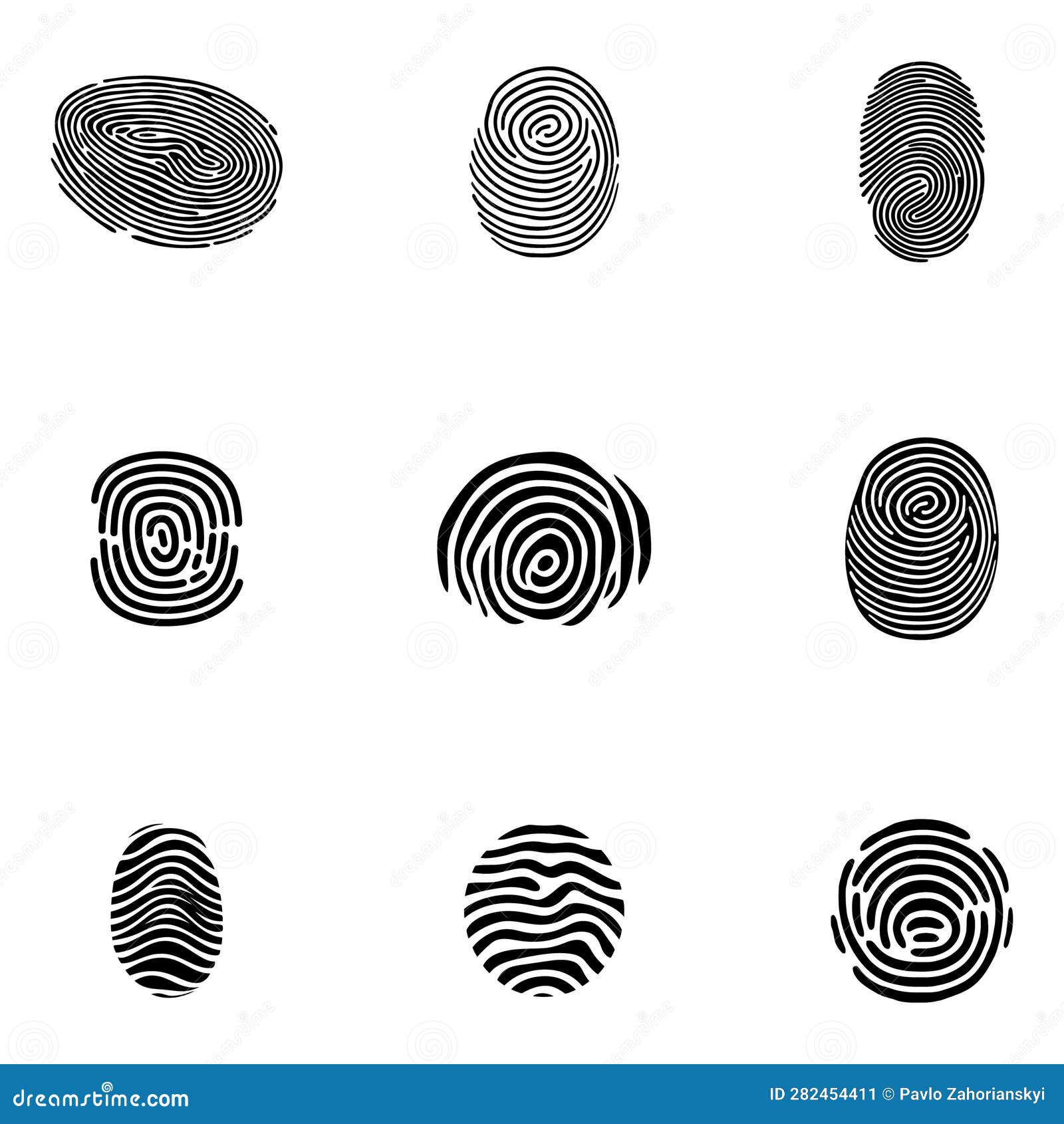Set Of Fingerprints, Vector Illustration Isolated On White Background ...