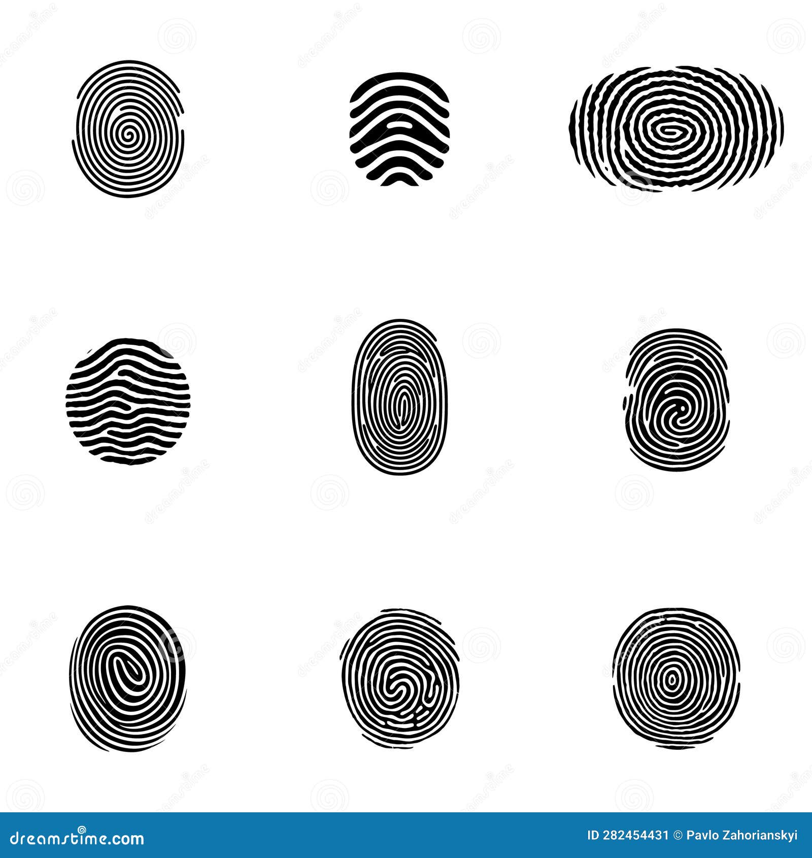 Set Of Fingerprints, Vector Illustration Isolated On White Background ...