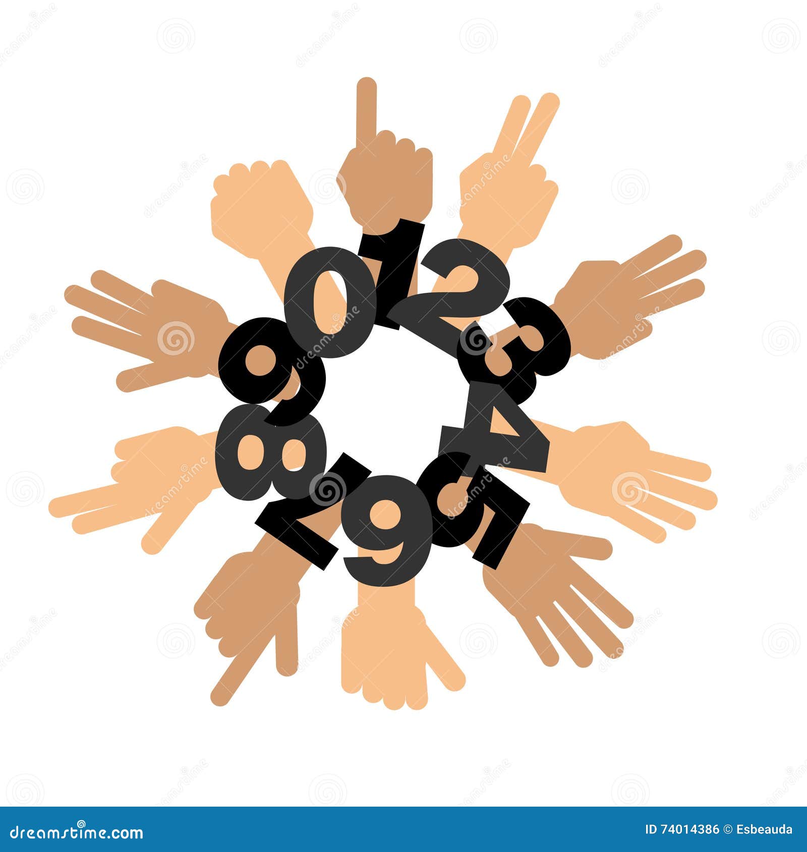 Set of Fingers Showing Number One To Zero Stock Vector - Illustration ...