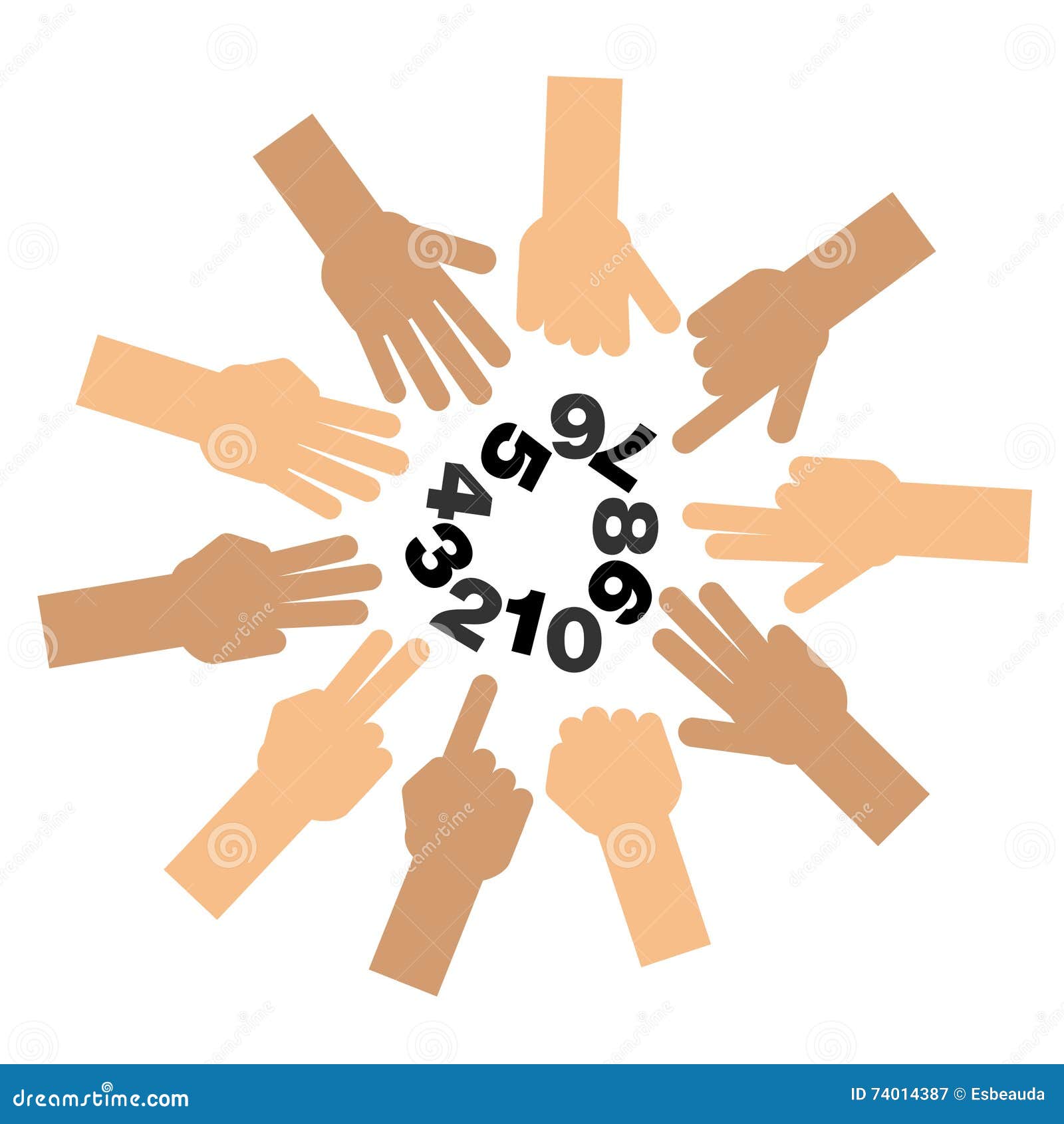 Set of Fingers Showing Number One To Zero Stock Vector - Illustration ...