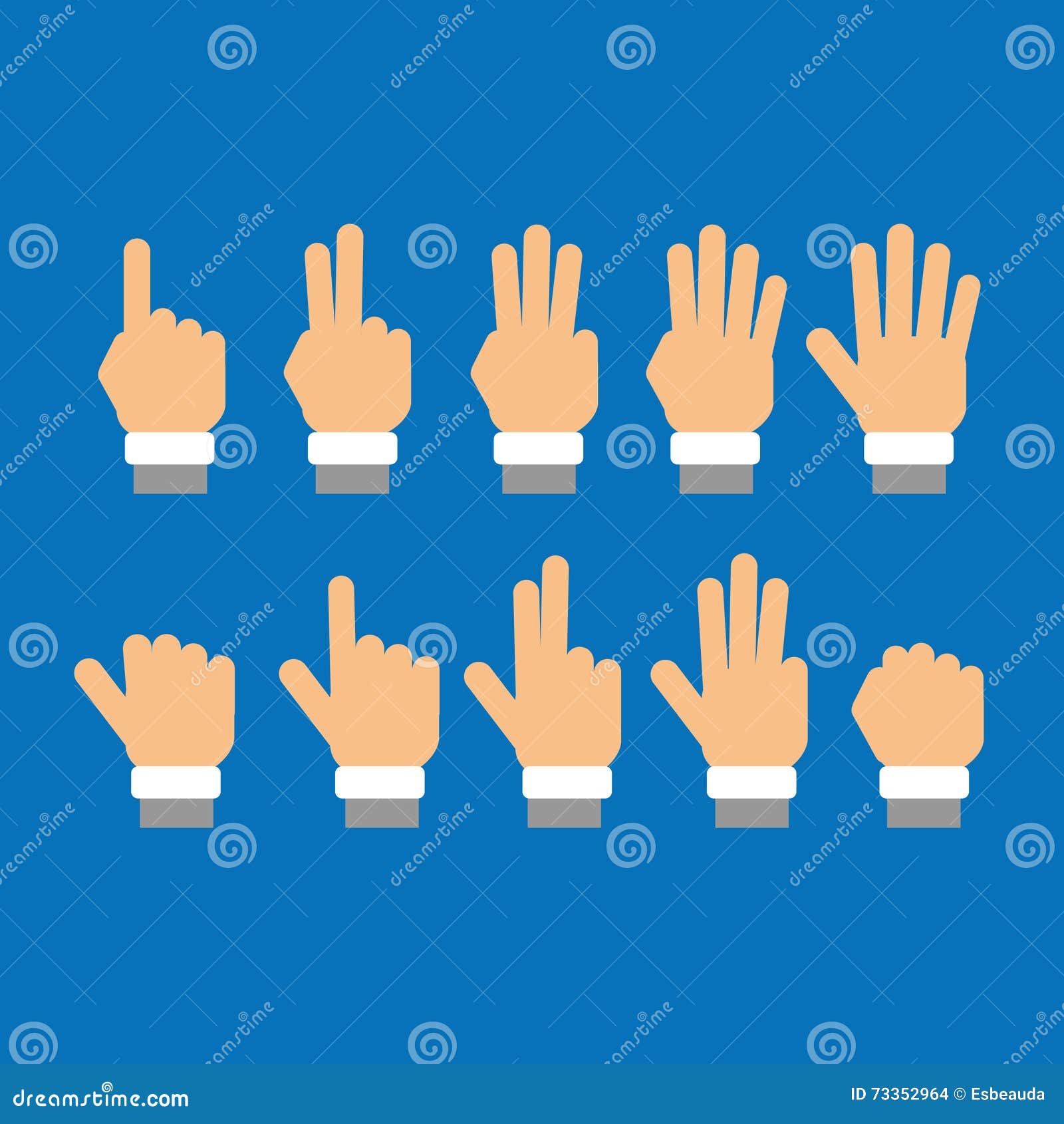Set of Fingers Showing Numbers Stock Vector - Illustration of number ...