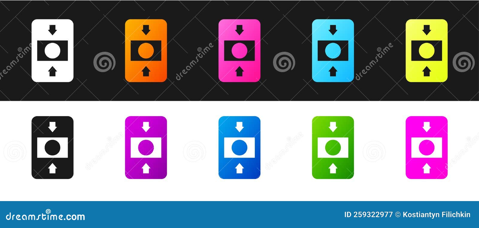 Set Fire Alarm System Icon Isolated on Black and White Background. Pull ...