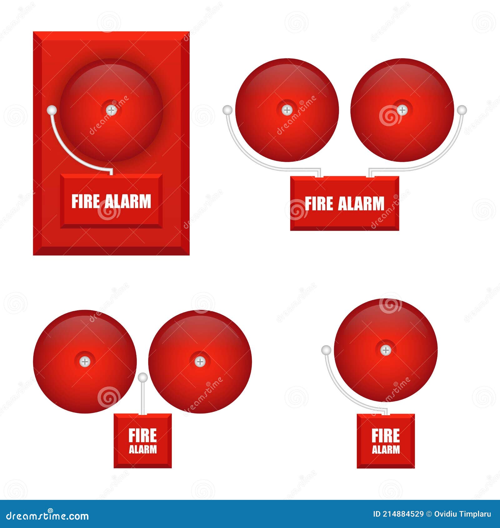 Set of Fire Alarms Vector Illustration Isolated on White Background ...
