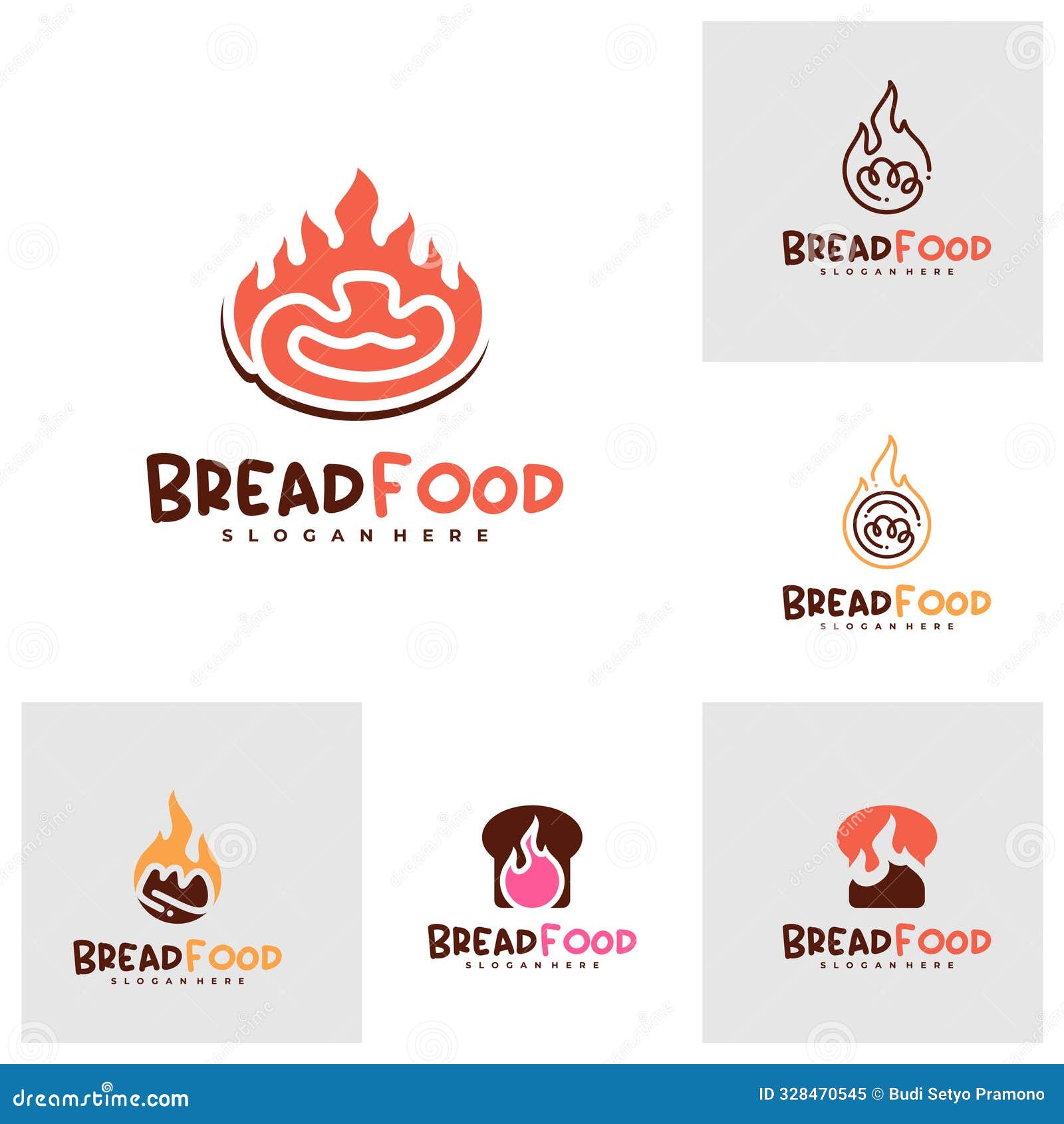 Set of Fire Bread Logo Vector Template, Creative Hot Bread Logo Design ...