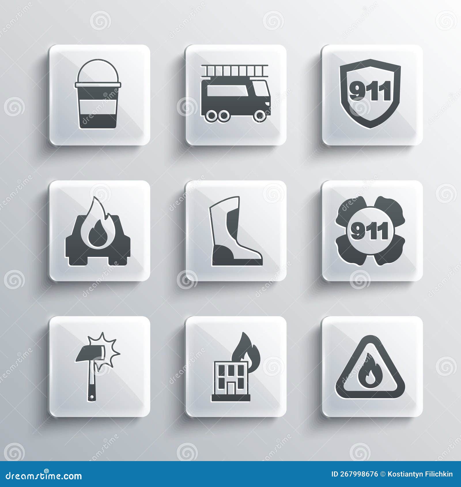 Set Fire in Burning Building, Flame Triangle, Emergency Call 911, Boots ...