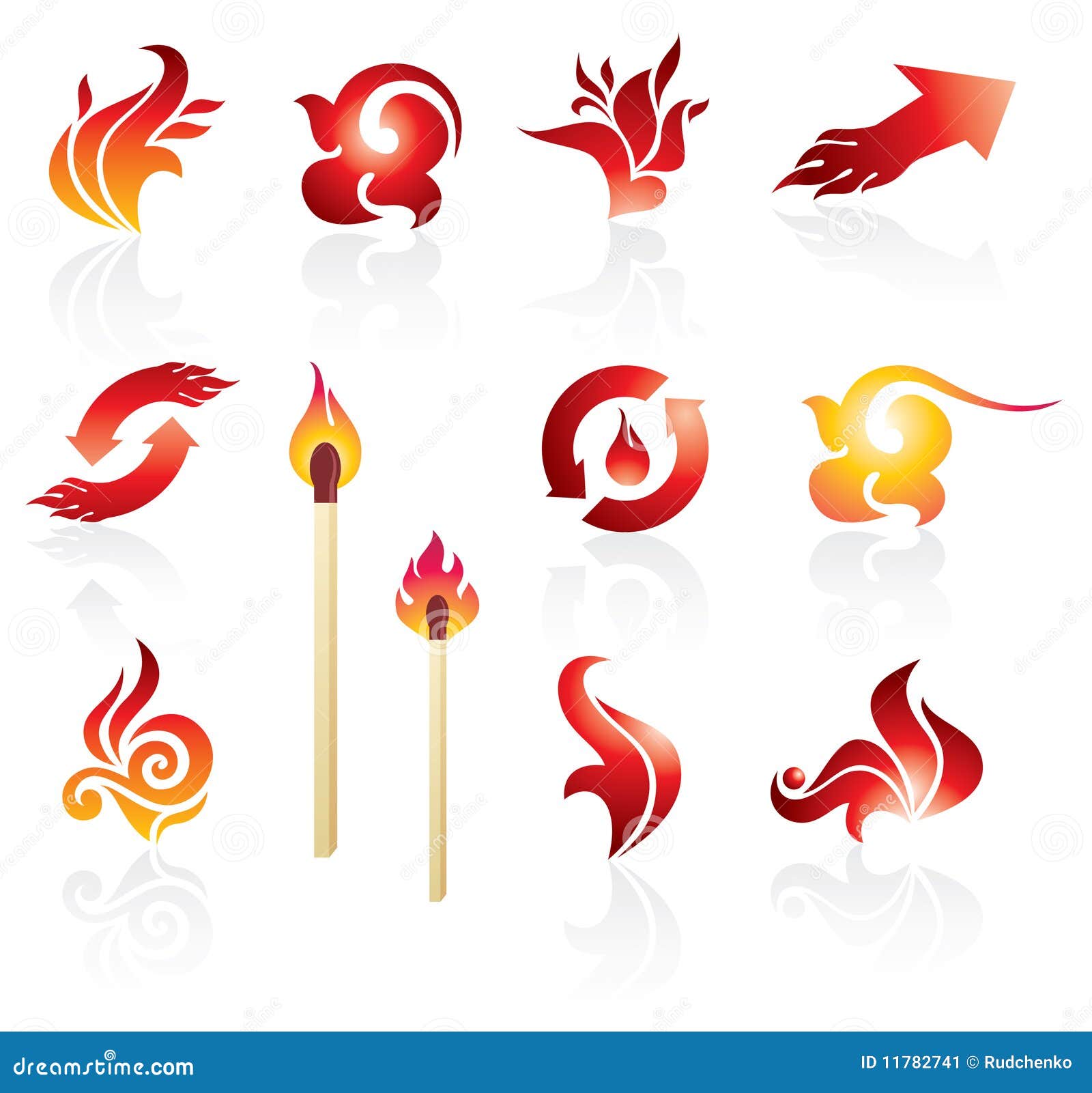 Set of Fire Design Elements Stock Vector - Illustration of frame ...