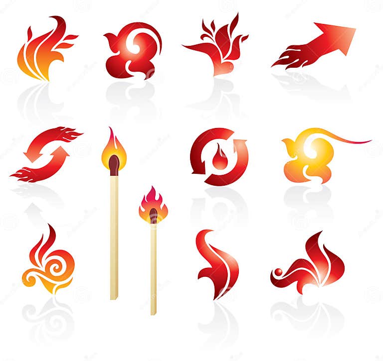 Set of Fire Design Elements Stock Vector - Illustration of frame ...