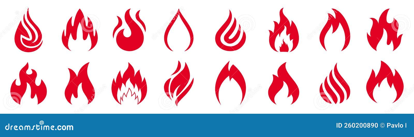 Set of Fire. Different Flames. Icon Illustration for Design - Vector ...