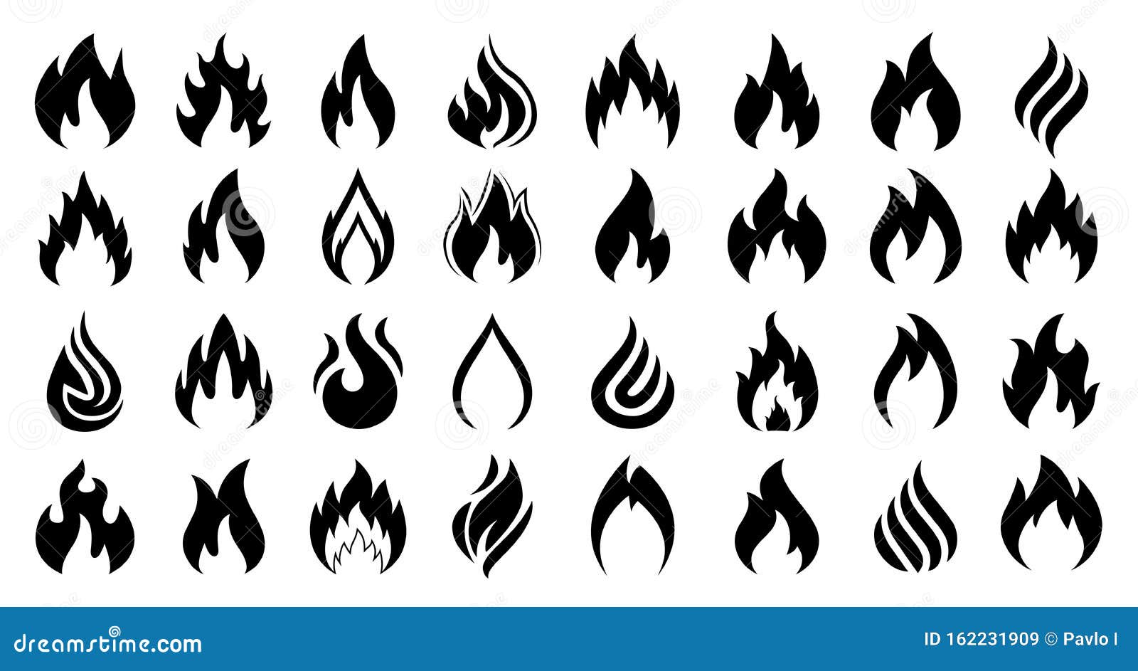 Set of Fire. Different Flames. Icon Illustration for Design - Vector ...