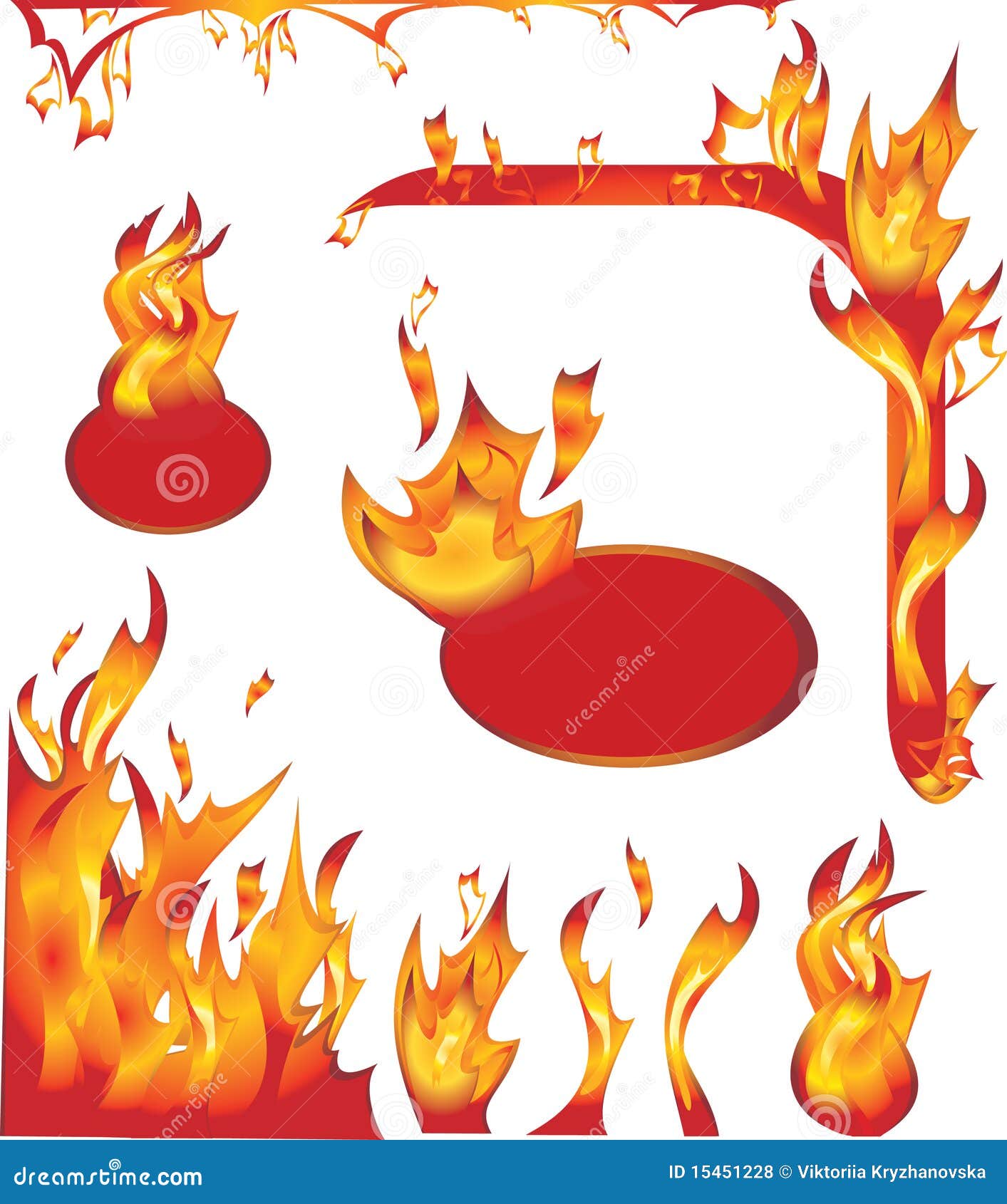 Set of fire elements stock vector. Illustration of icon - 15451228